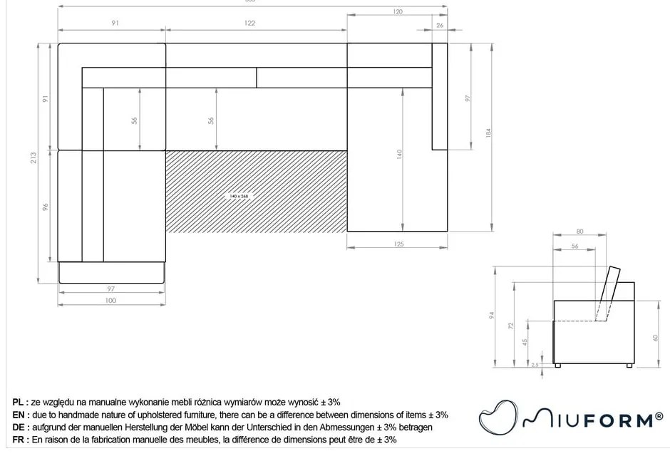 Světle hnědá rozkládací modulární rohová pohovka s úložným prostorem (levý roh) Lulu – Miuform