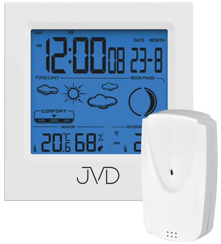 JVD Bílá bezdrátová meteostanice s venkovním čidlem JVD RB672.2
