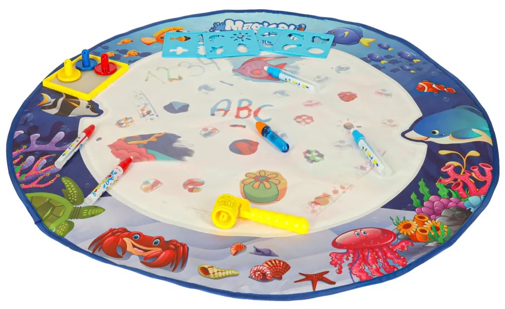 Creative Corner Vodní podložka pro malování vodní kreslení fixy šablony šablony váleček 80 cm kulatý vodní svět