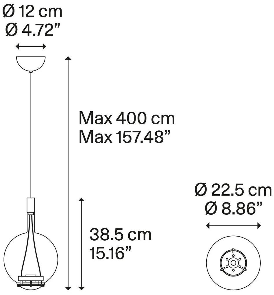 Lodes 14824 4327 Sky-Fall Round Medium, závěsné svítidlo z kouřového skla, 14W LED 2700K dim, výška 38cm