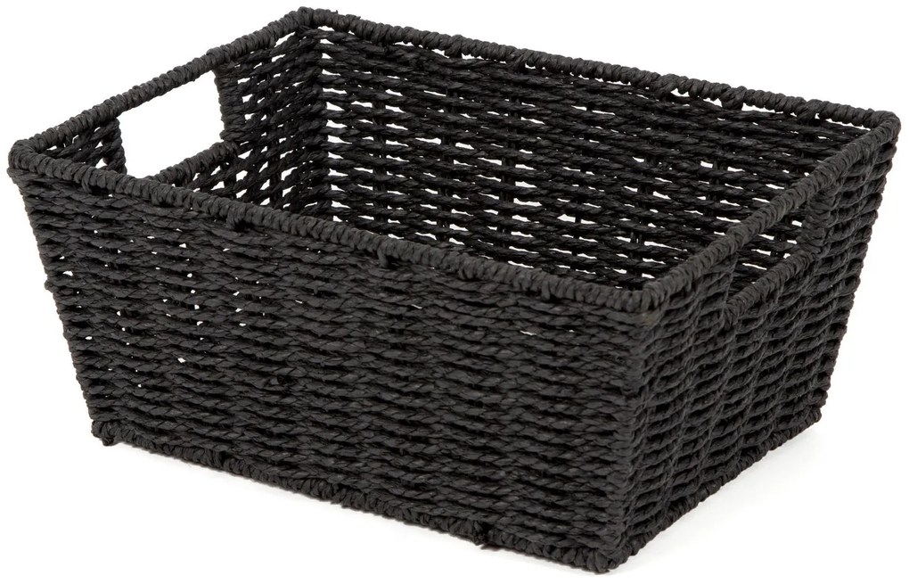 Ručně pletený úložný košík compactor etna, 31 x 24 x 14 cm, černý