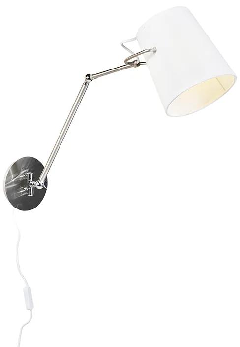 Moderní nástěnná lampa bílá s nastavitelným ramenem - Meral