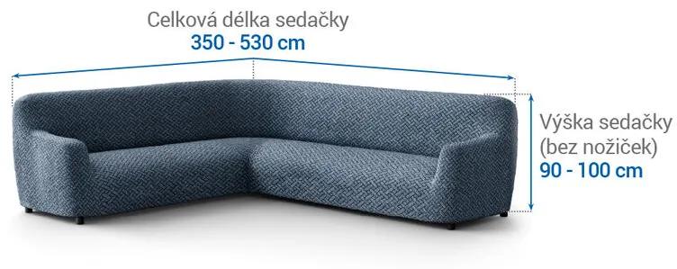 Bielastické potahy VENEZIA modrá rohová sedačka (š. 350 - 530 cm)