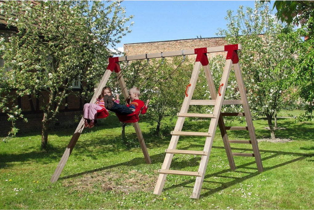 Weka Houpačka Tabaluga 816 A, přírodní/červená, 385 x 290 x 240 cm