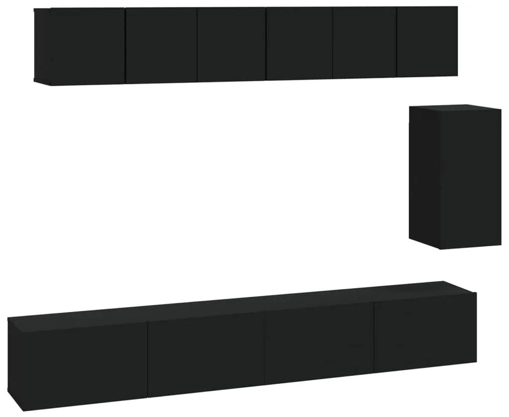 6dílný set TV skříněk černý kompozitní dřevo - Default Title