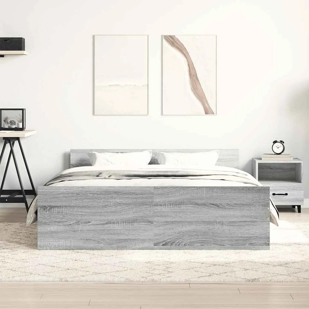 Rám postele s hlavovým a nožním čelem šedý sonoma 120 x 190 cm 3203780