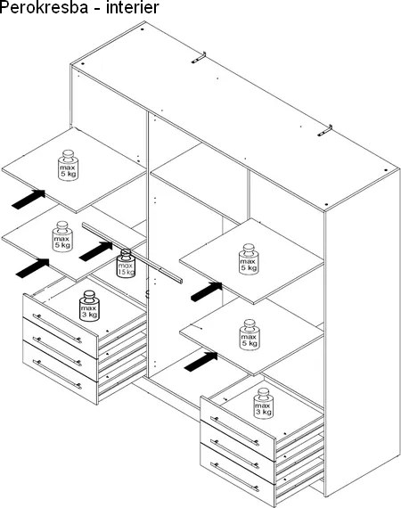 Šatní skříň Jupiter, 207 cm, pískový dub/bílá