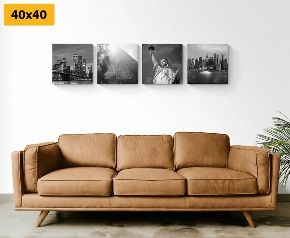 Set obrazů černobílý New York - 4x 40x40 cm