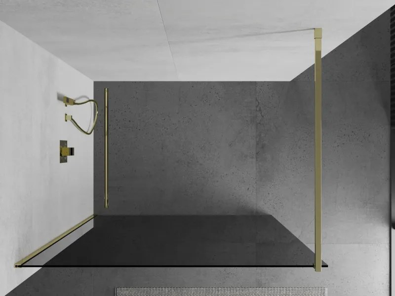 Mexen Kioto sprchová zástěna 80x200 cm 8 mm, zlatý profil, šedé sklo, 800-080-101-50-40