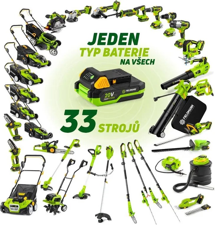 Aku sekačka FZR 70335-A 33 cm, 2x20 V, 2 Ah FIELDMANN