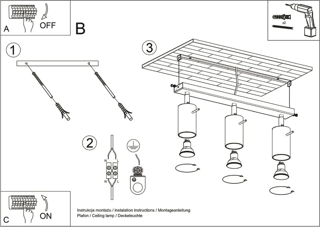 Sollux Lighting Stropní svítidlo RING 3 šedobéžové