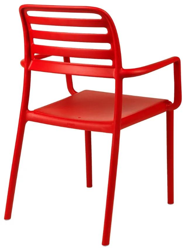 Nardi Červená plastová zahradní židle Costa s područkami