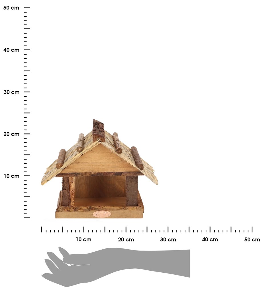 Krmítko pro ptáky Wood, 22,5x27,5x17,5 cm, dřevo, hnědá
