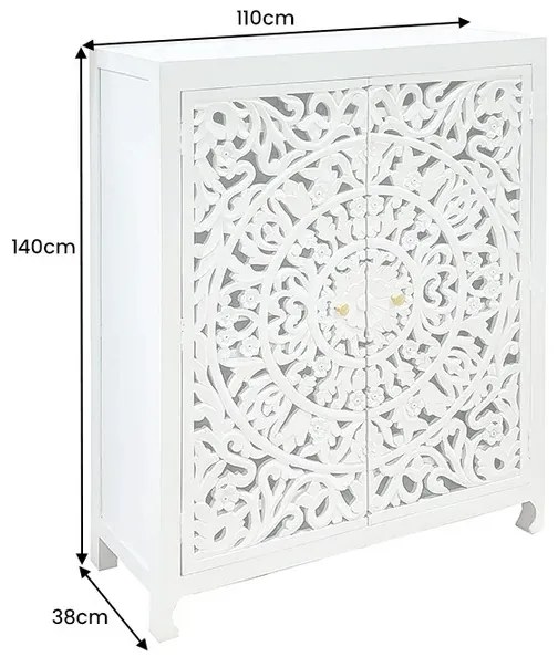 Designová vysoká komoda Felicita 140 cm bílé mango