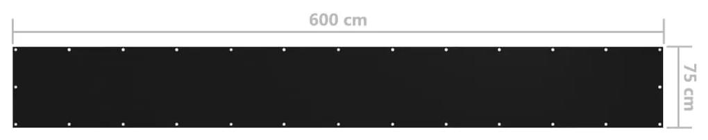 Balkónová zástěna černá 75 x 600 cm oxfordská látka