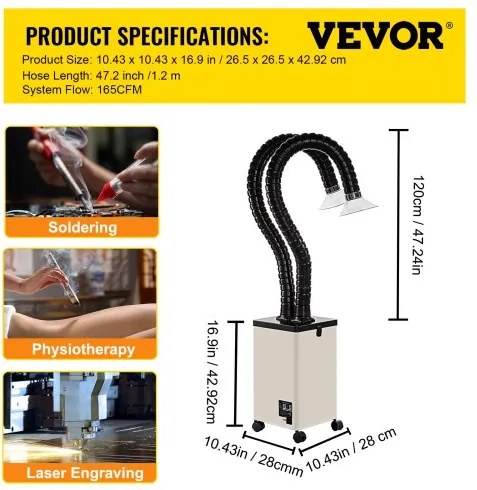 Odsavač pájecích výparů, 150 W 3002 l/min pohlcovač kouře