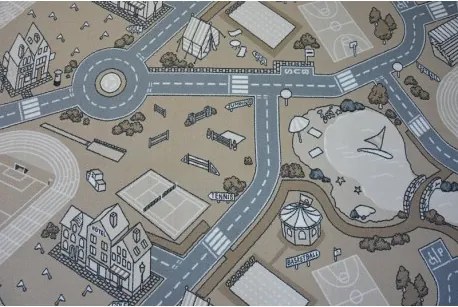 Pogumovaný KOBEREC, Koberec metráž pro děti STREET béžový