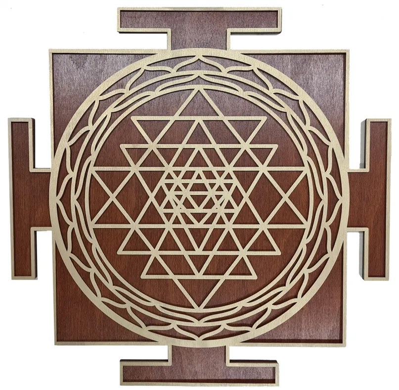 dřevo života Dřevěný obraz Sri Yantra zlatá Zvolte rozměr Ø (cm): 80