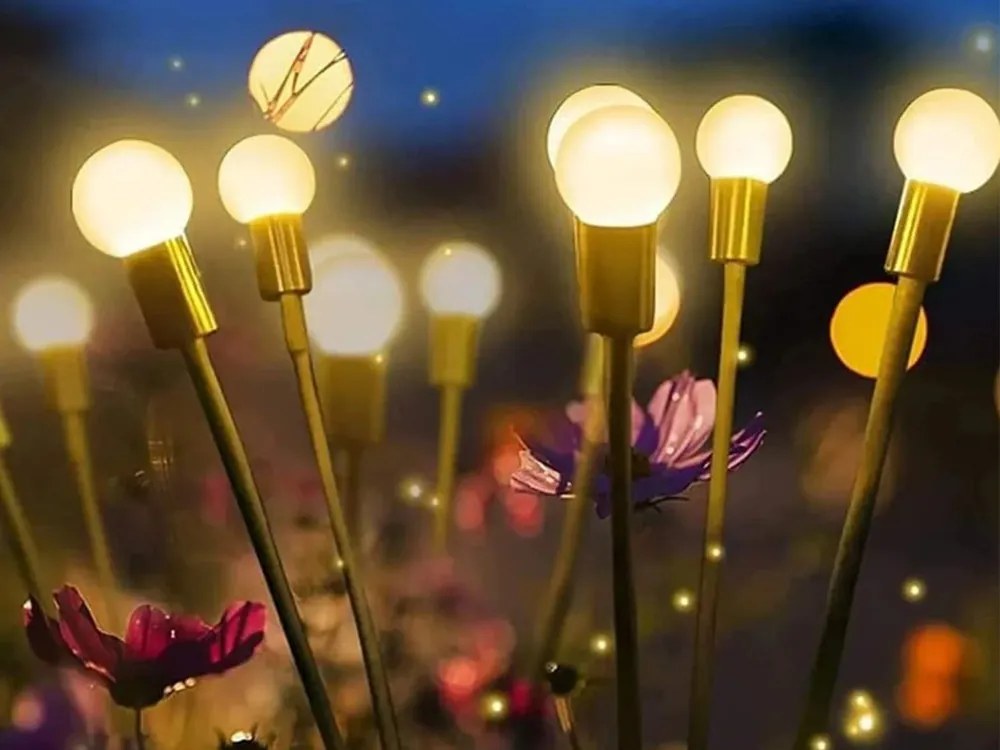 Verk Group SOLÁRNÍ ZAHRADNÍ SVÍTIDLA KULIČKY 2 KUSY PO 6 LED SVÍTIDLECH DÉLKA 70 CM