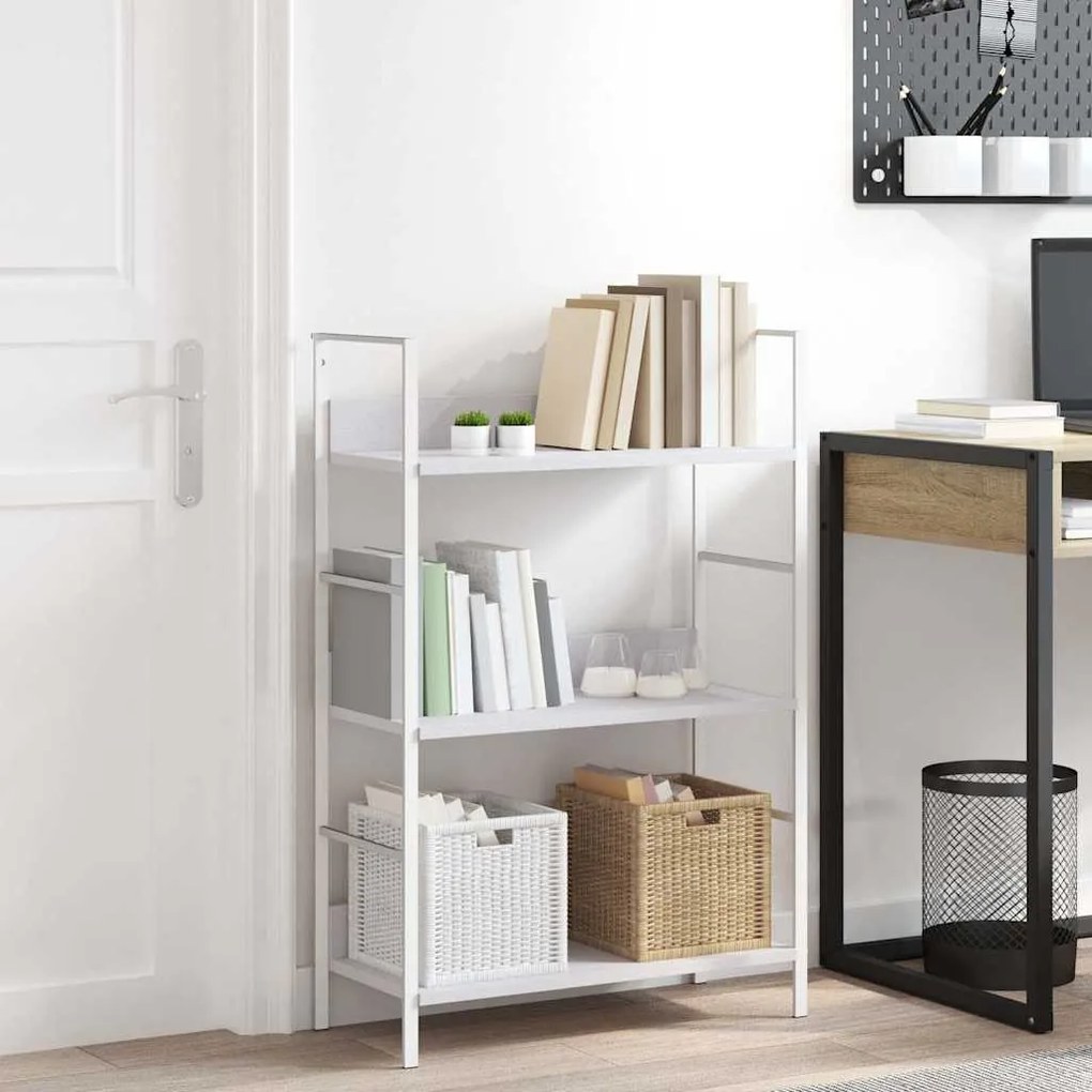 Knihovna se 3 policemi bílá 60x27,6x90,5 cm kompozitní dřevo 288220
