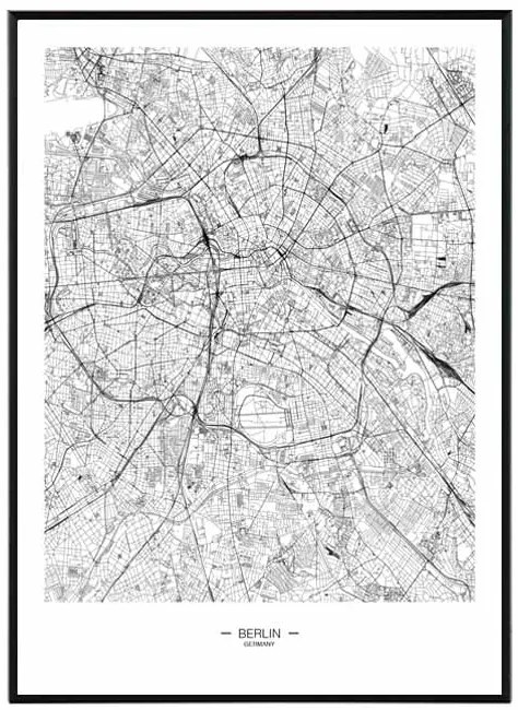 Berlin map - 50x70 cm Obraz