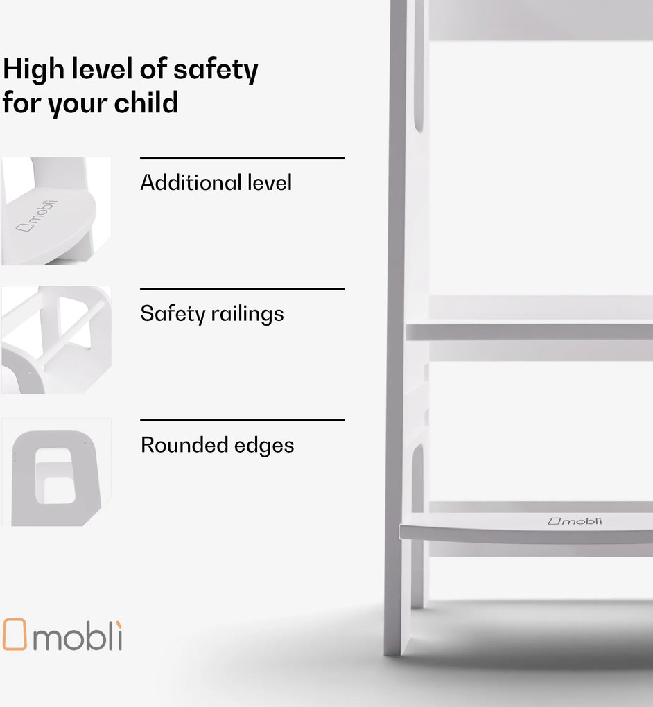 Mobli Ully Montessori, učící věž, MDF, 40,5 x 86 x 38 cm, výškově nastavitelná