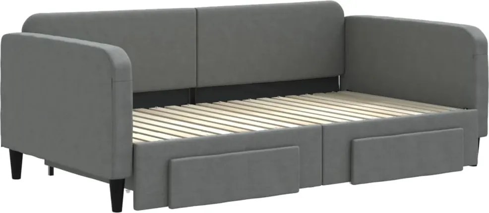 Válenda s přistýlkou a zásuvkami tmavě šedá 90 x 190 cm textil 3196863