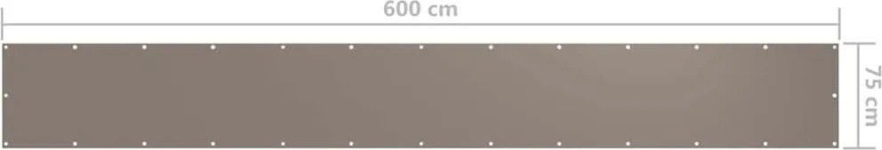 Balkónová zástěna taupe 75 x 600 cm oxfordská látka 134987