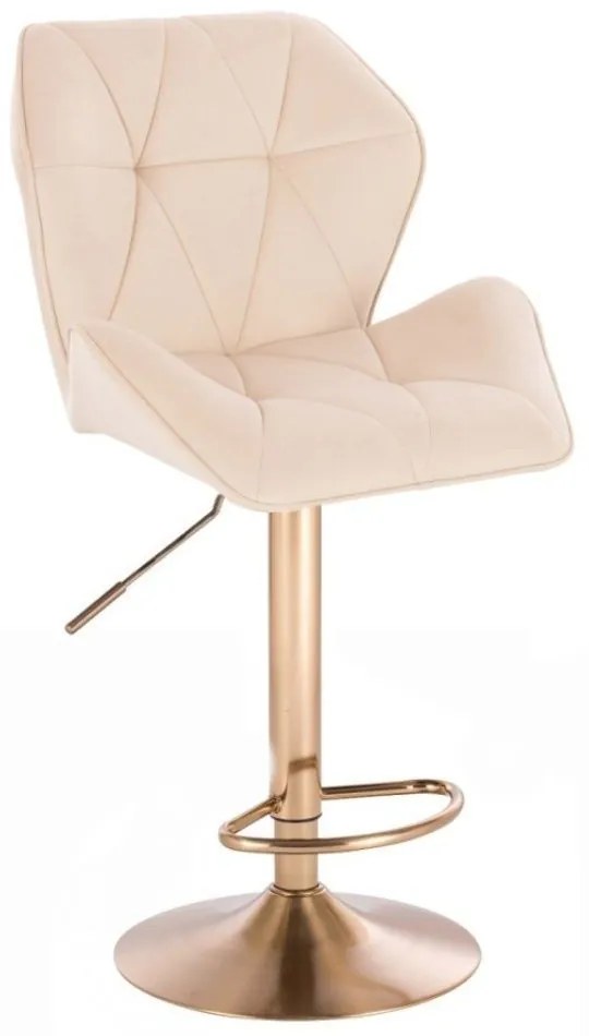 LuxuryForm DESIGN Barová židle MILANO MAX VELUR na zlaté kulaté podstavě - krémová