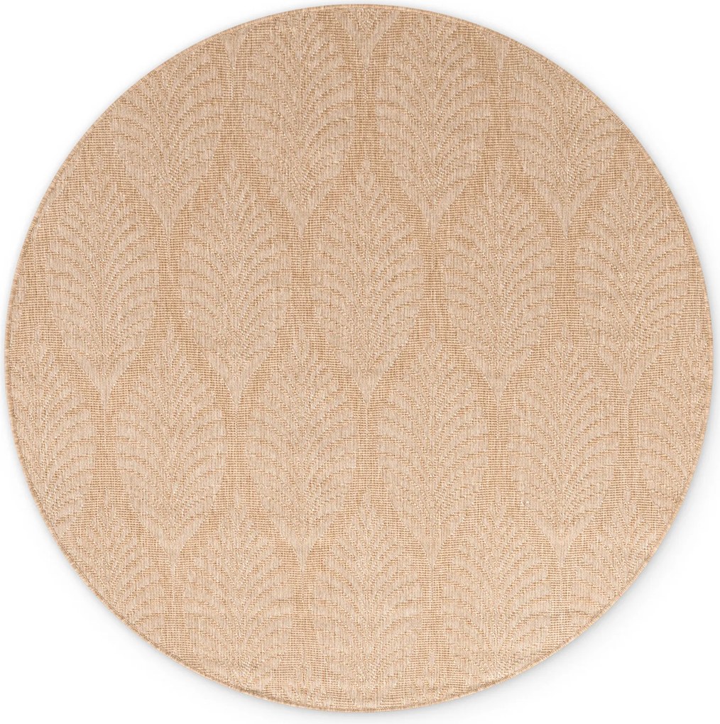 NORTHRUGS, Kusový koberec Duet Liora 106247 Beige/White kruh - na ven i na doma, 160x160 (průměr) kruh, béžová, chodba / předsíň