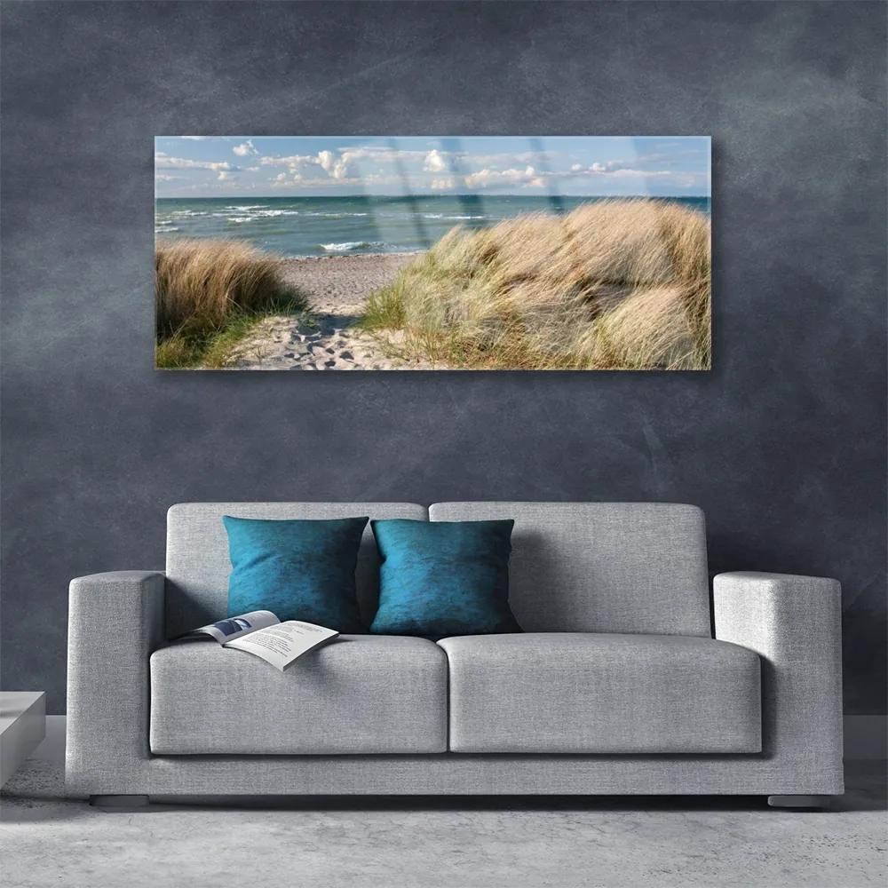 Plexisklo-obraz Pláž Moře Tráva Krajina 125x50 cm