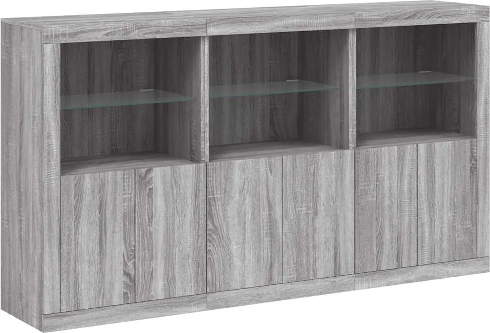 Příborník s LED osvětlením šedý sonoma 181,5 x 37 x 100 cm 3209154