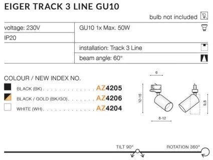 AZzardo Svítidlo Eiger track 3line , 50W IP20 Barva: Bílá