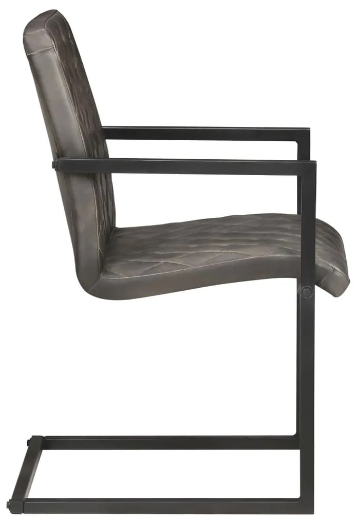 Konzolové jídelní židle 6 ks šedé pravá kůže - Default Title
