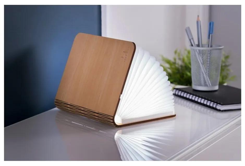 Světle hnědá velká LED stolní lampa ve tvaru knihy z javorového dřeva Gingko Booklight