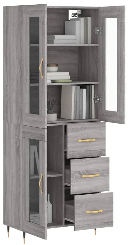 Skříň highboard šedá sonoma 69,5 x 34 x 180 cm kompozitní dřevo - Default Title