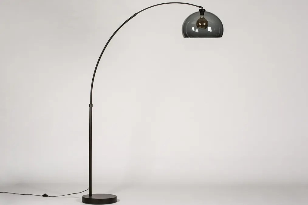 Stojací oblouková lampa Adamo Deep Grey Smoke
