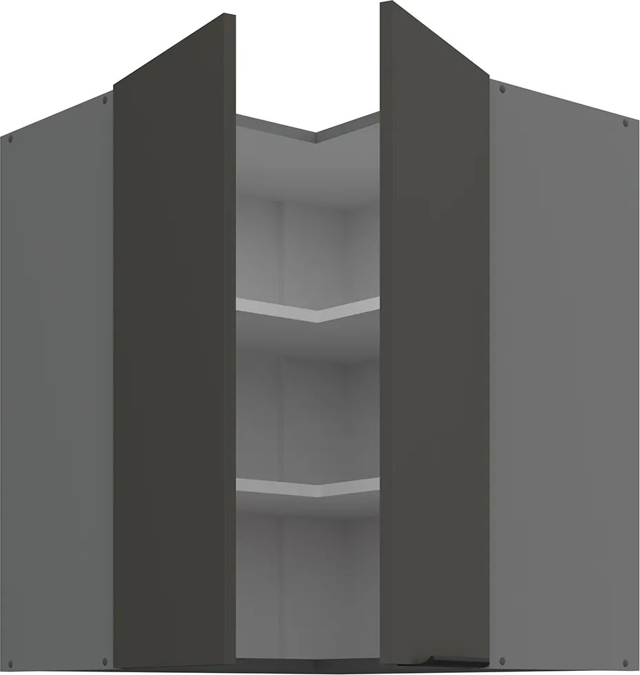 ARIA pi | horní kuchyňská skříňka 60x60 GN-72 2F (90°) rohová s policemi | 60x60 cm | antracit/šedá grafit