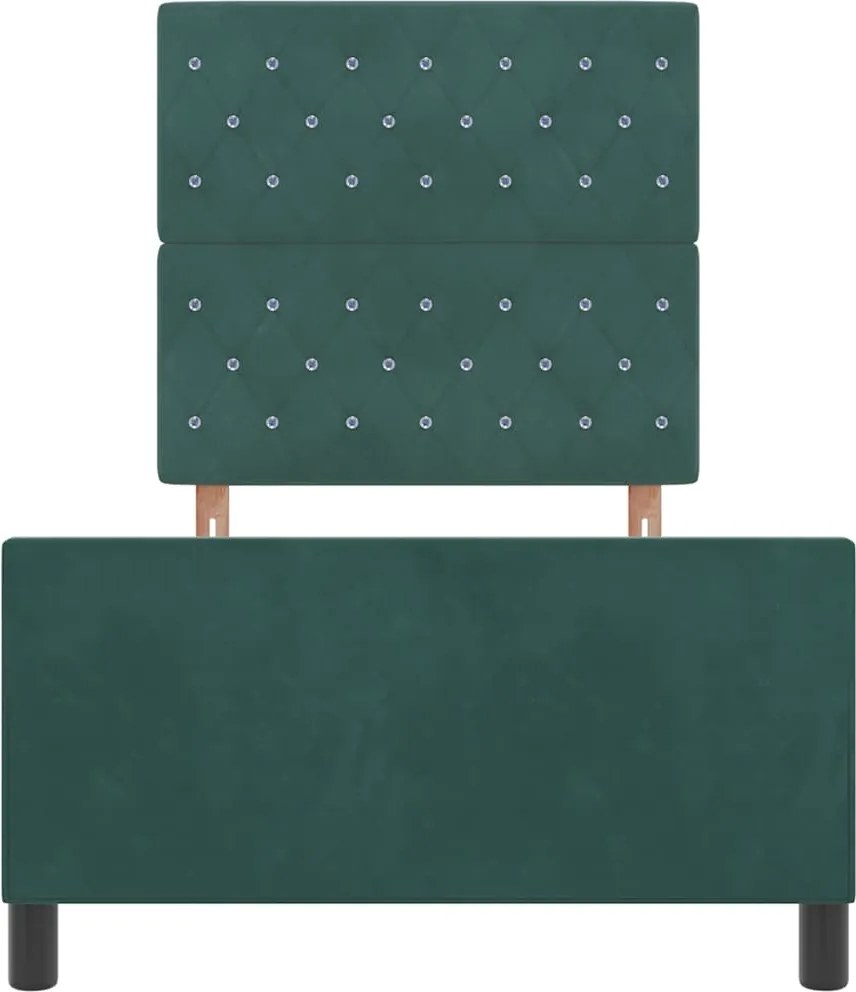 Postel s boxspringem s čelo Tmavě zelená 100 x 200 cm samet 3344858