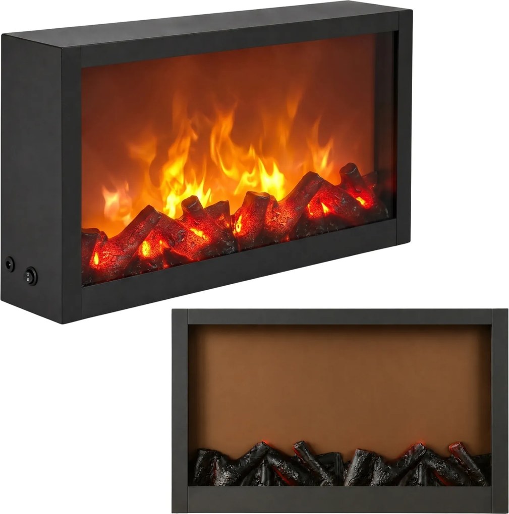 Dekorativní LED krb, kovový, 10 x 41 x 25 cm
