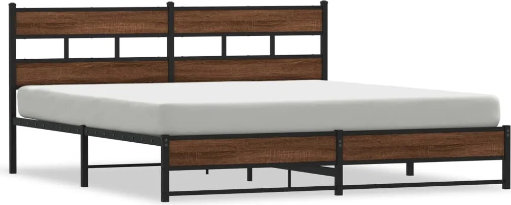 Kovový rám postele bez matrace hnědý dub 200 x 200 cm 3308515