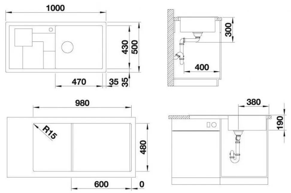 BLANCO SITY XL 6 S InFino Silgranit šedá skála dřez vpravo přísl. lawagrey 525049