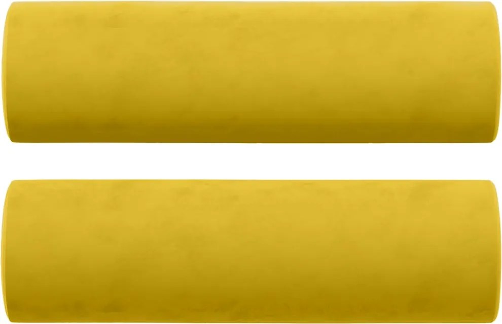 2místná pohovka s polštáři žlutá 120 cm samet 3200877