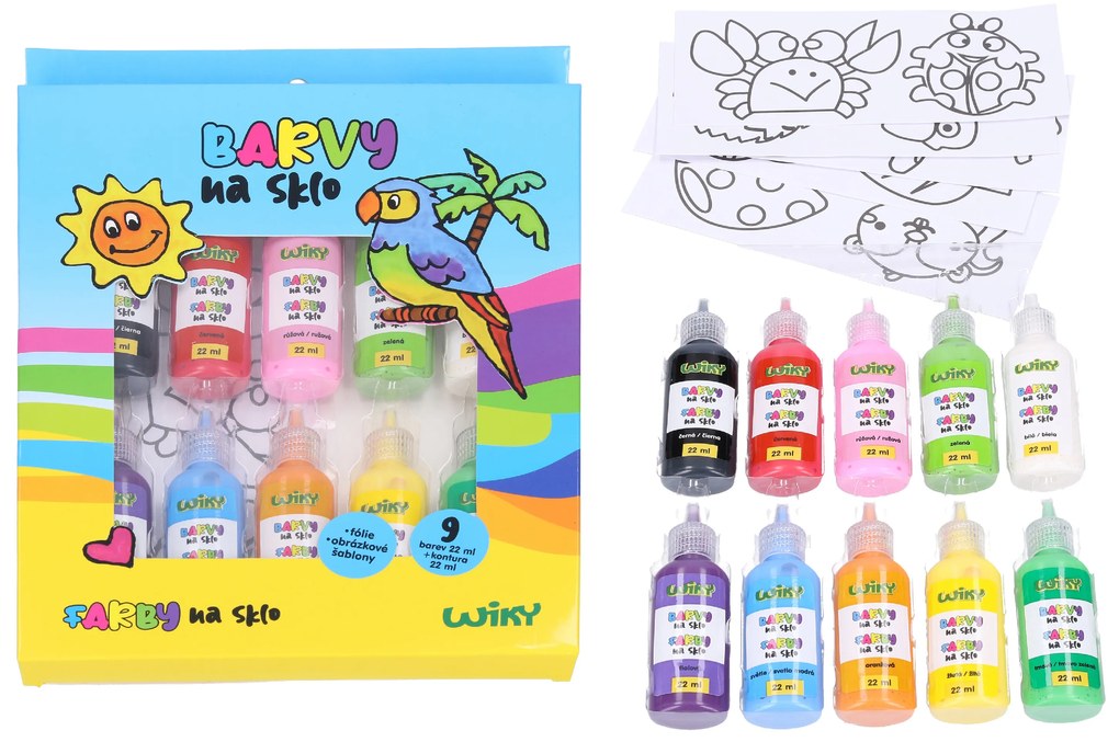 Wiky kreativita Barvy na sklo 9+1 22ml