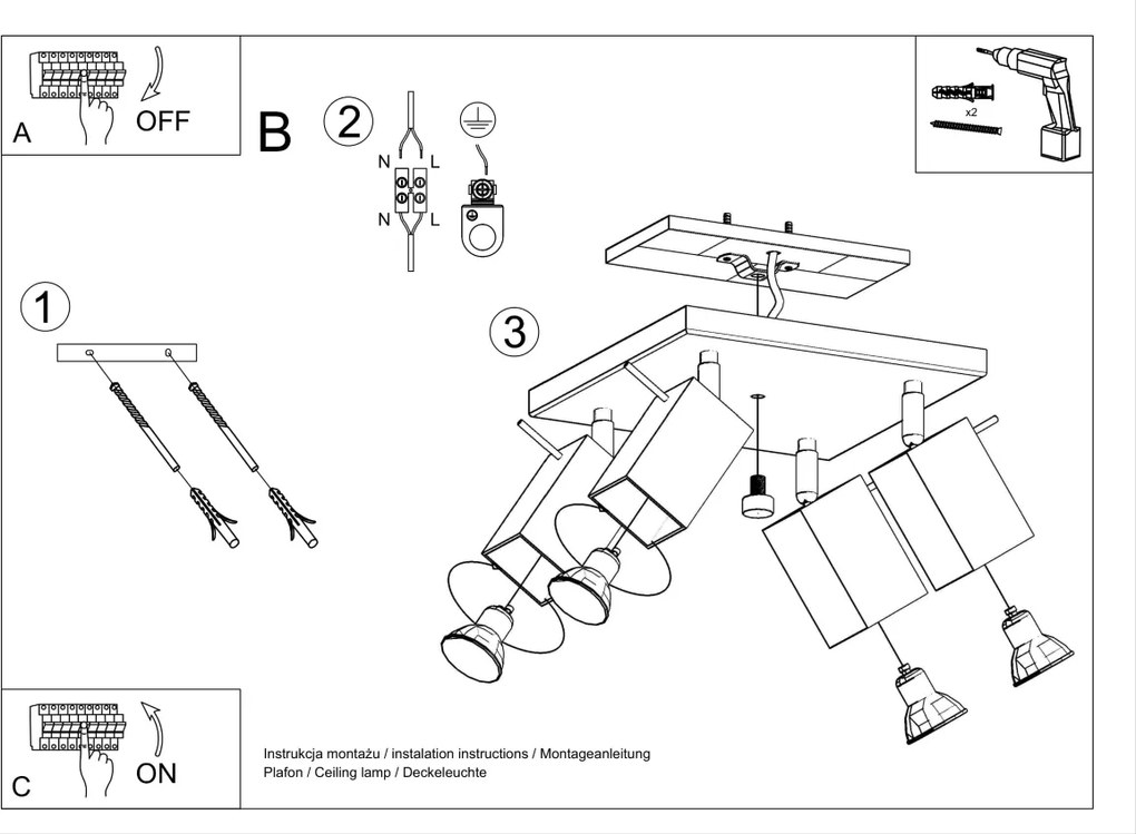Sollux Lighting Stropní svítidlo MERIDA 4 bílé