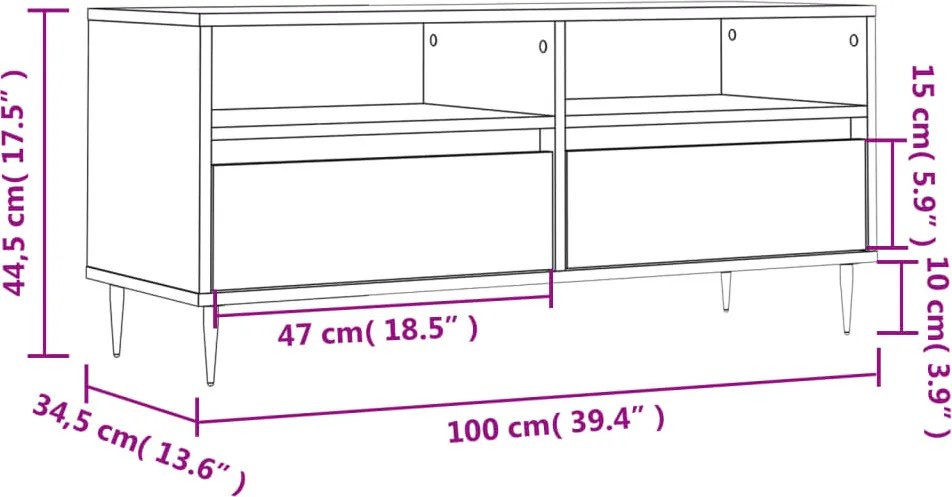 vidaXL TV skříňka 100 x 34,5 x 44,5 cm kompozitní dřevo [831230] Barva: Černá