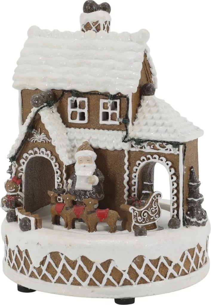 Hrací skříňka perníkový domek Gingerbread Noël LED – Ø 17*23 cm / 3xAA