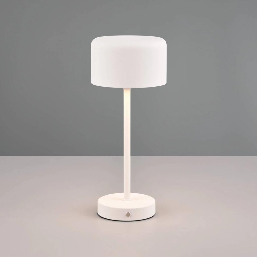 Nabíjecí stolní lampa Jeff LED, matně bílá, výška 30 cm, kovová