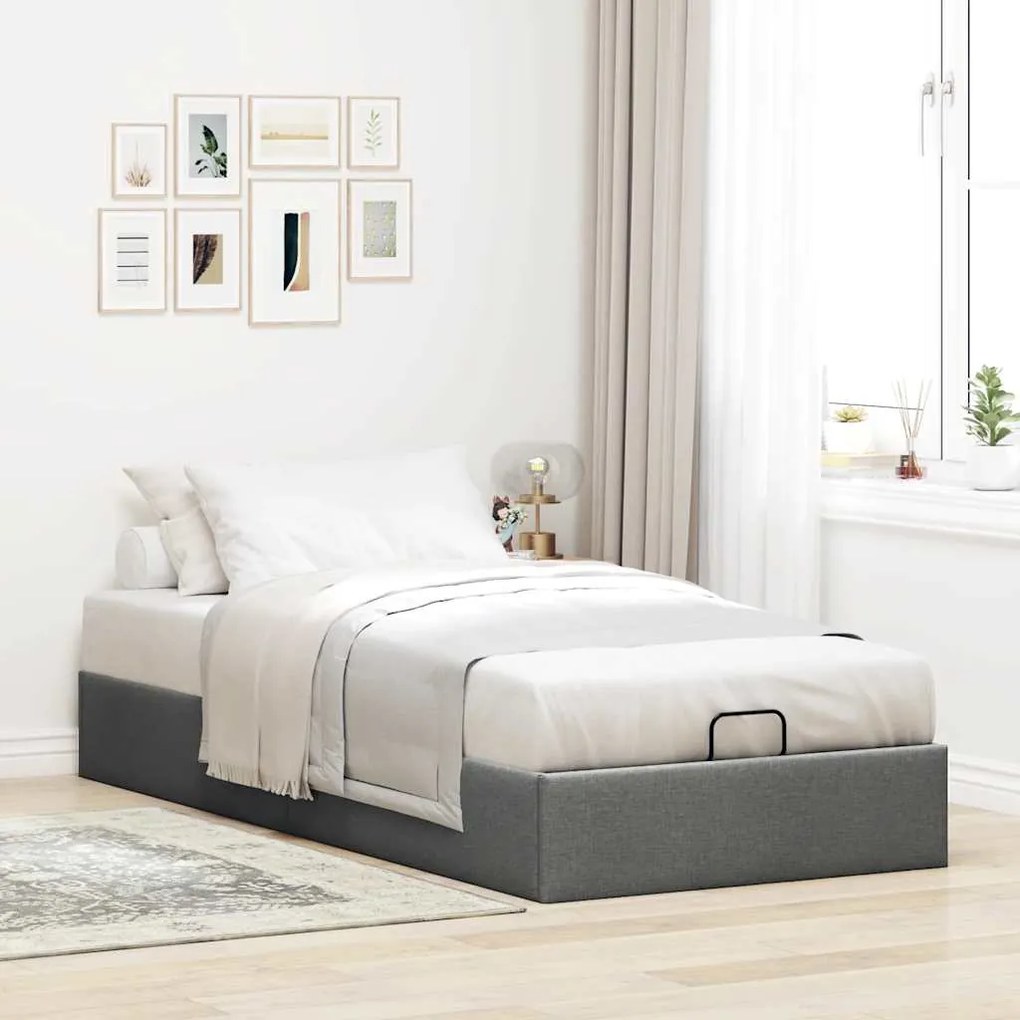 Osmanský rám postele bez matrací tmavě šedá 90x200 cm textil 3310848