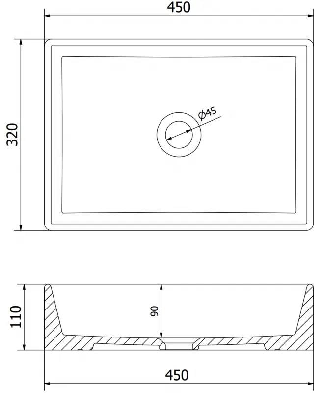 Mexen Goya, umyvadlo na desku 45 x 32 cm, černá matná, 22184585